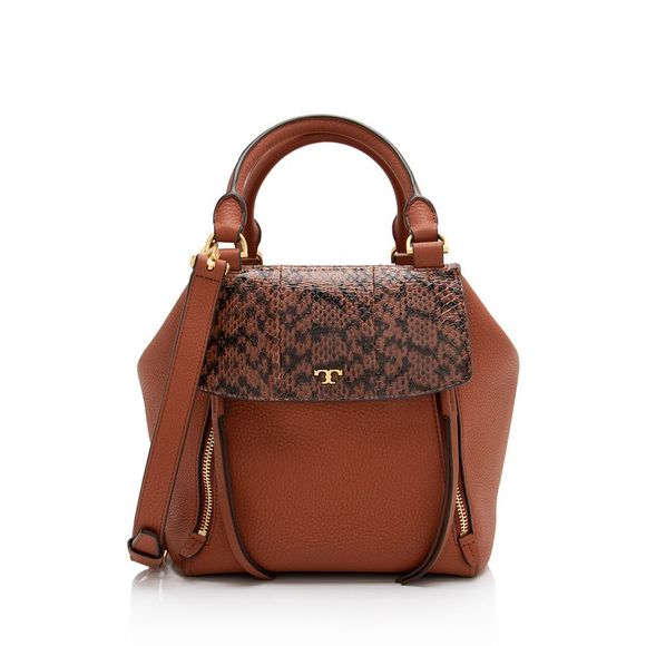 Tory Burch | Bags | Tory Burch Pebbled Leather Python Half Moon Top ...